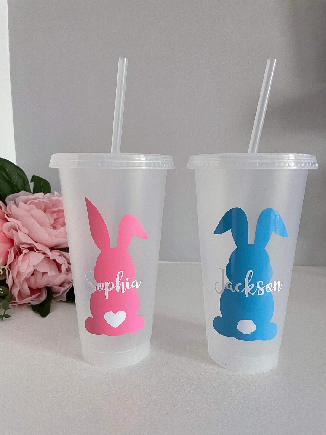 Personalised Easter Themed Cold Cup With Straw - Etsy