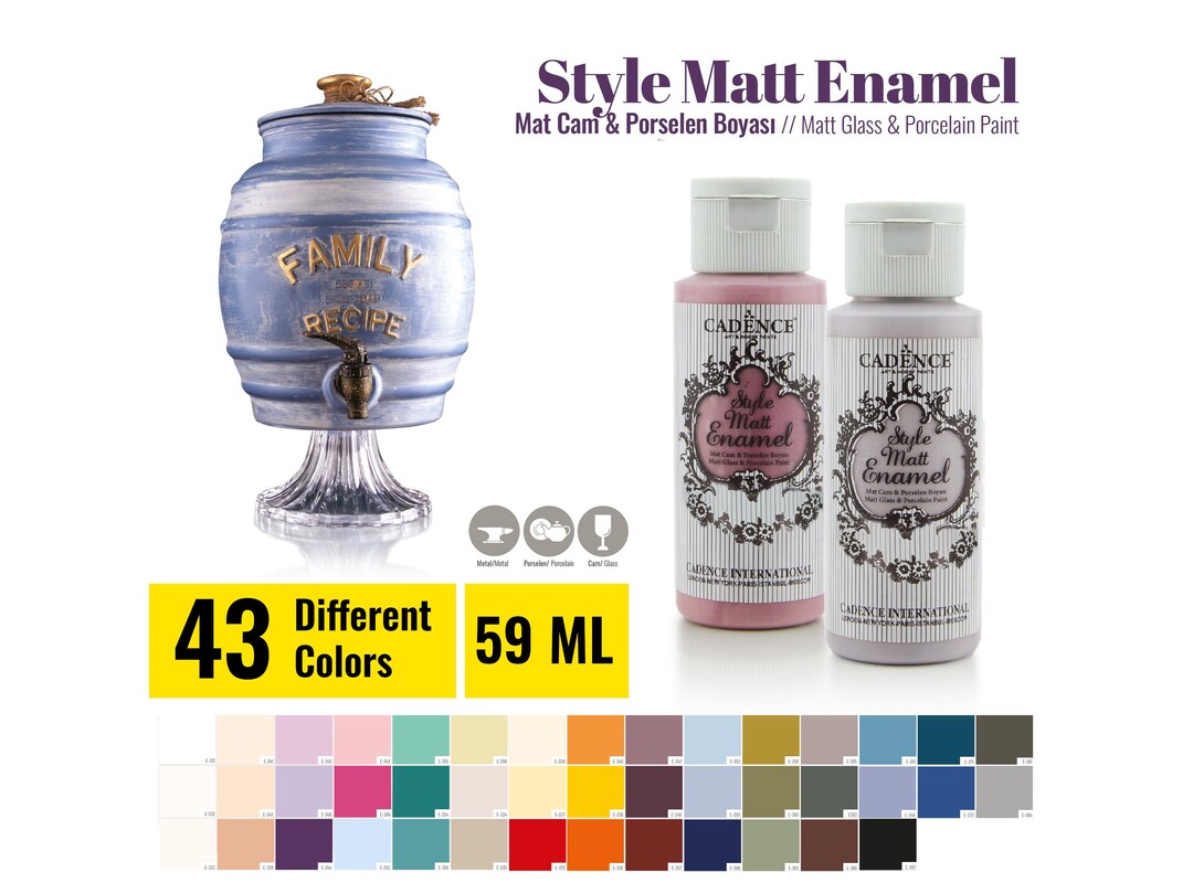 Cadence Enamel Matt Glass Porcelain Paint 59ml (2 Oz) – Water-based ...