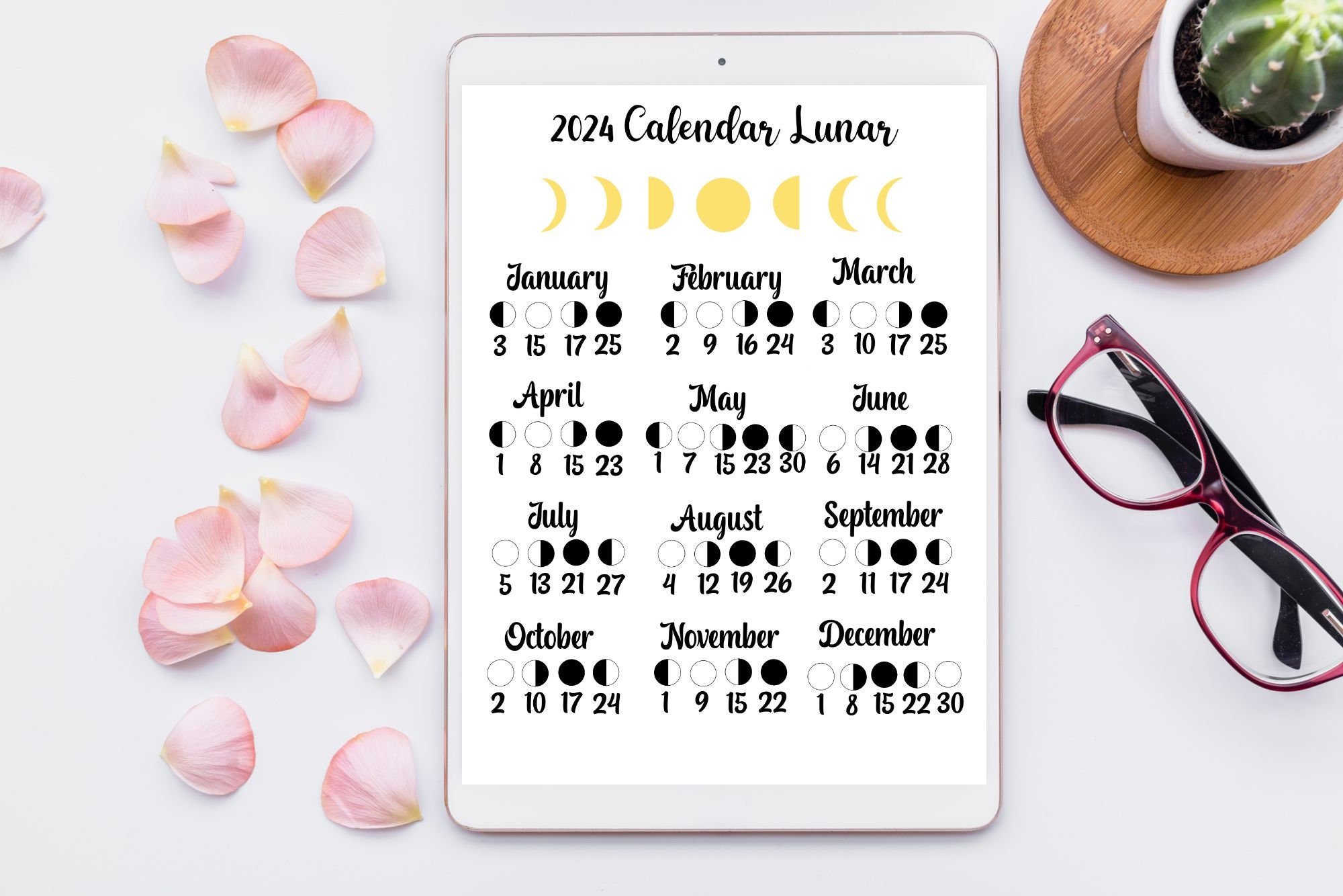 Moon Phases Calendar 2024 Printable Minimalist Calendar Moon Phases