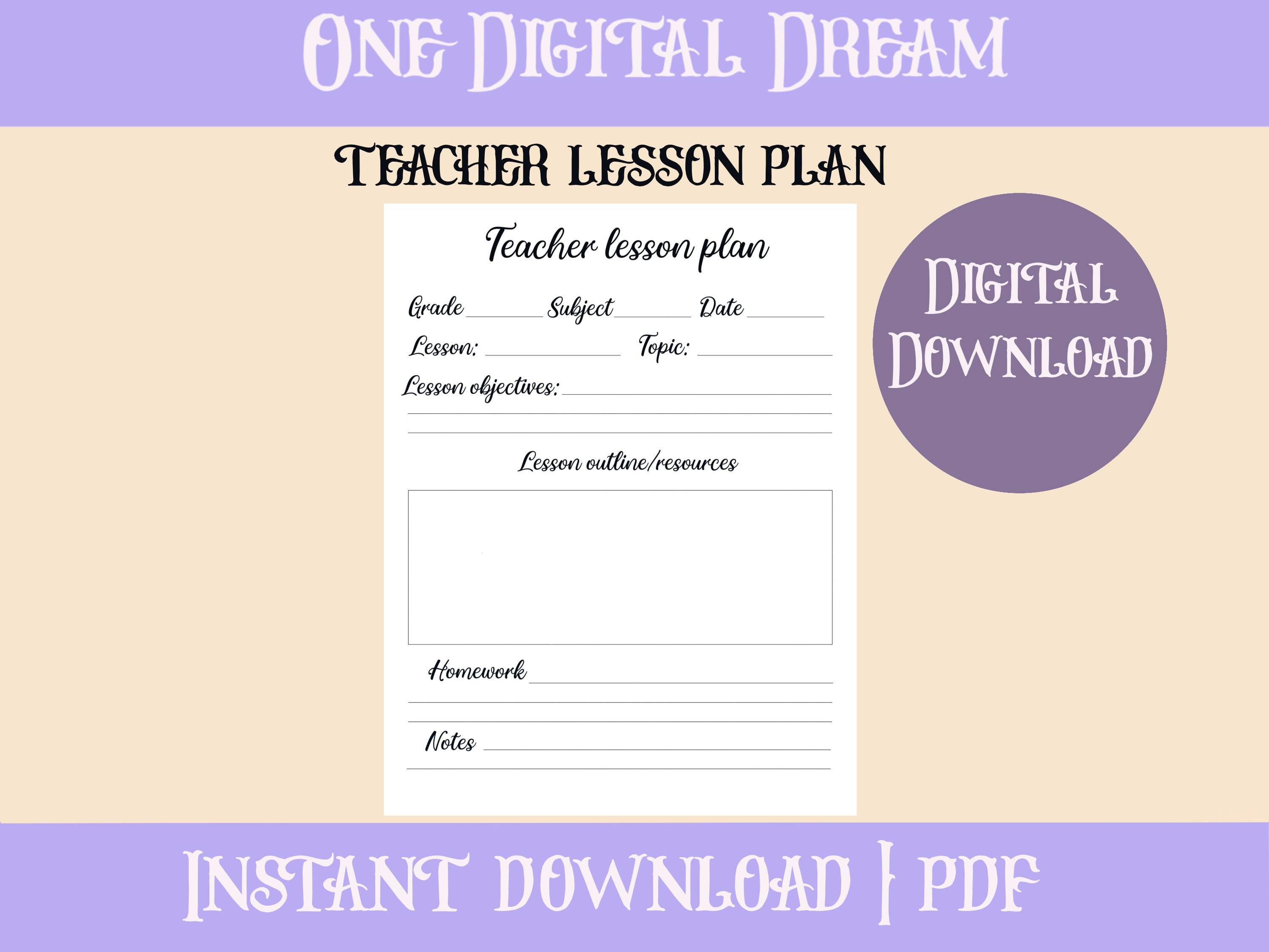 Teacher Lesson Plan, Printable Lesson Plan, Daily Lesson Plan, Editable ...