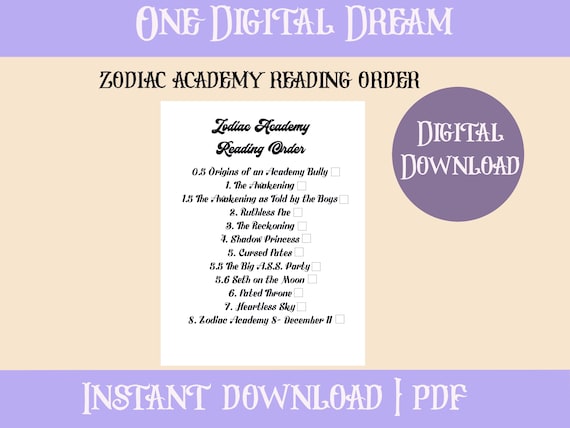 Zodiac Academy Reading Order Series Reading Checklist - Etsy