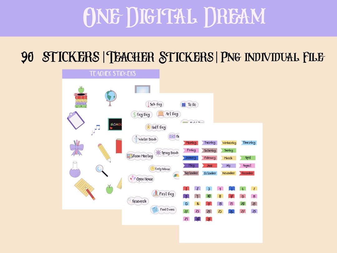 Teacher Stickers, School Digital Stickers, Digital Planner Stickers ...