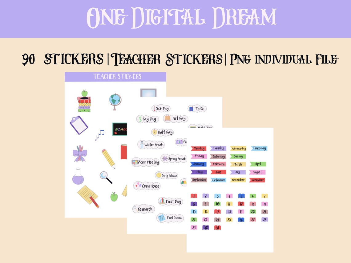 Teacher Stickers, School Digital Stickers, Digital Planner Stickers ...