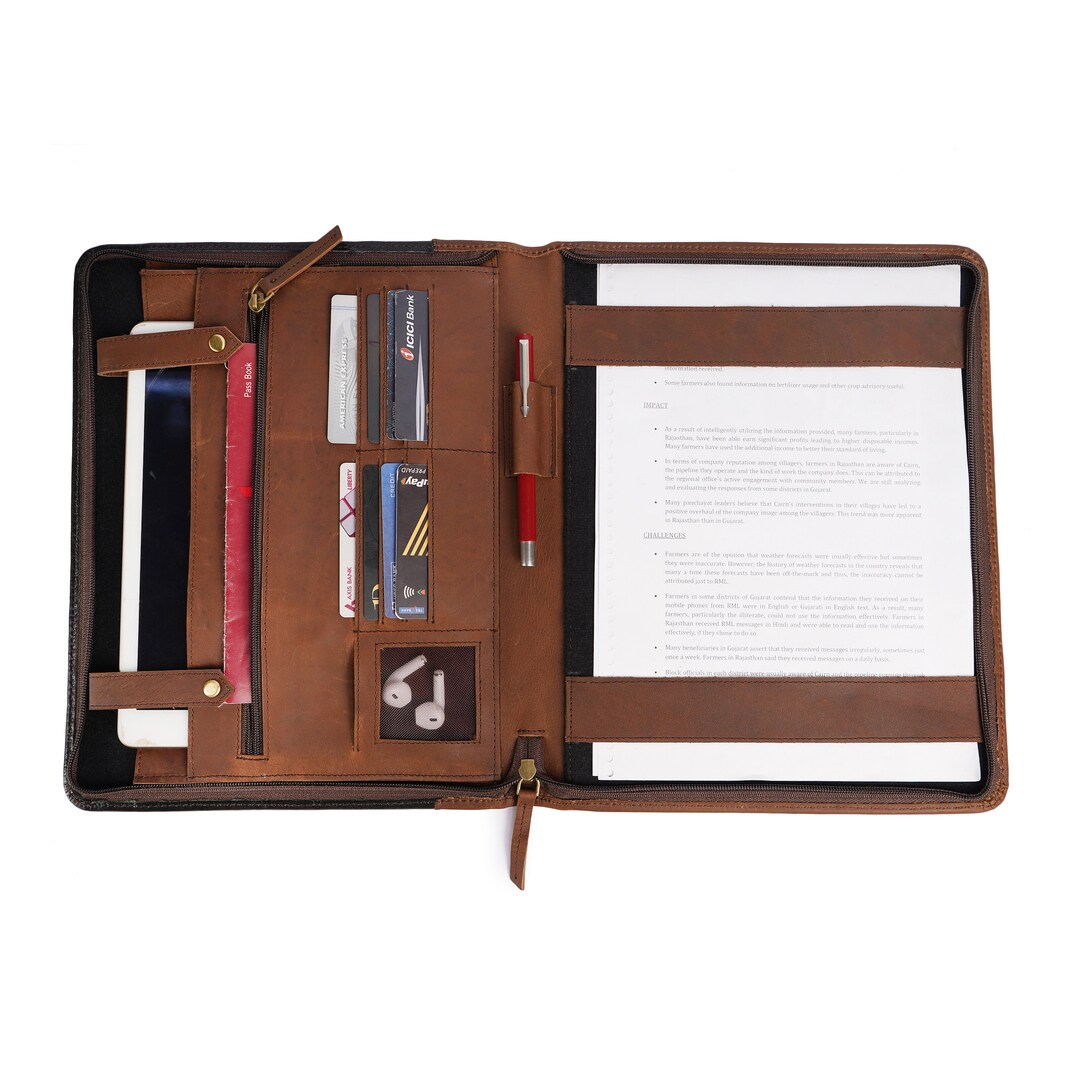 Personalized Leather Portfolio Leather Portfolio With A4 Notepad Holder ...