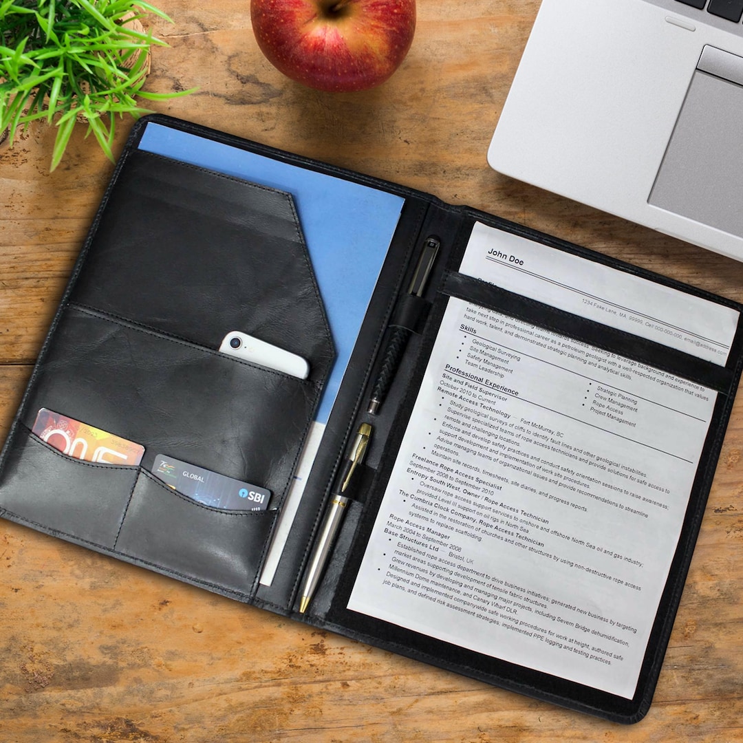Leather A4 Custom Portfolio for Men Portfolio for Women Engraved ...