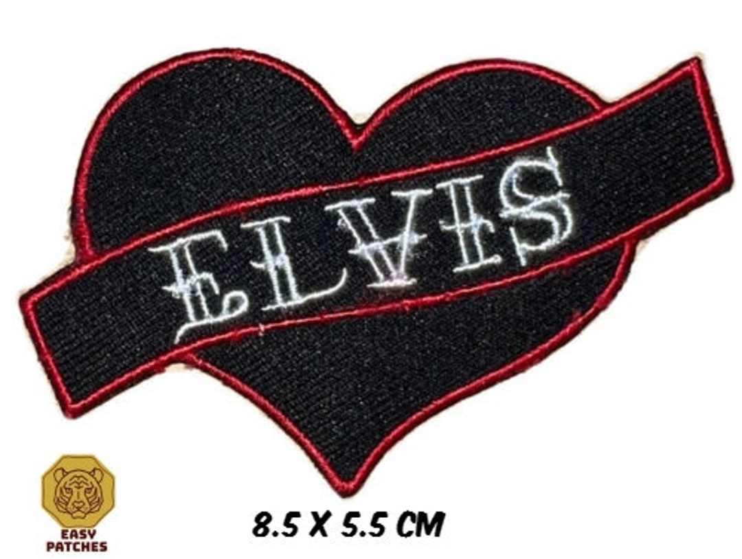 Love Elvis Presley Patch Embroidered Badge Iron Sew on Heart Rock and ...