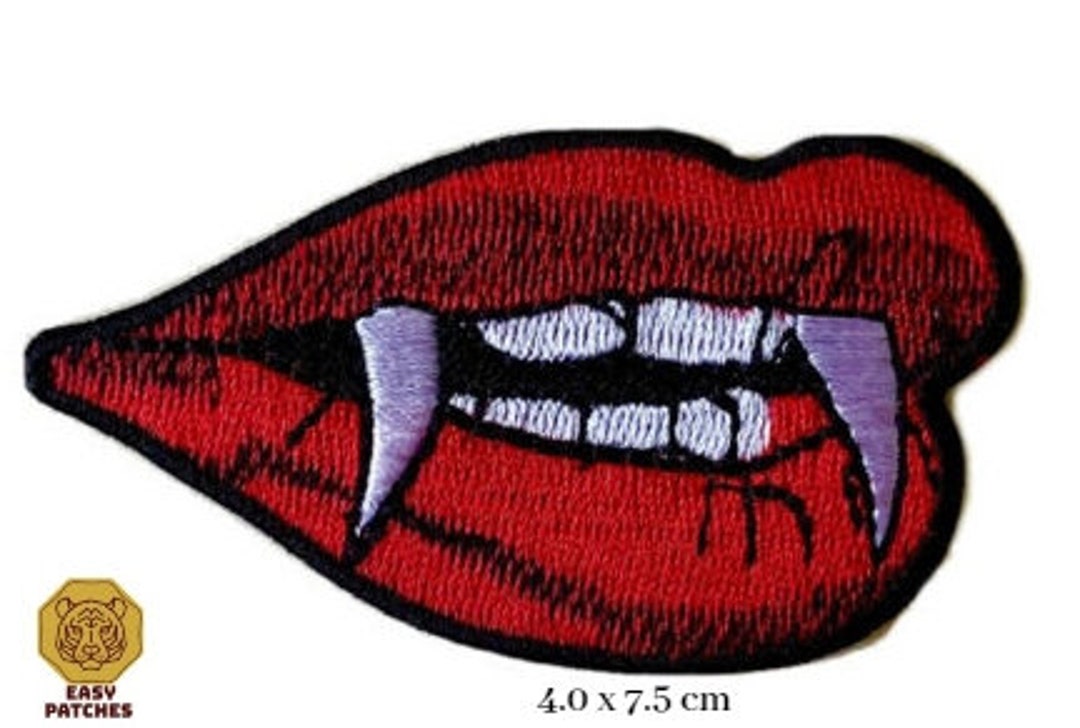 Devil Lips Vampire Lips Embroidered Iron on Sew on Patch Badge for ...