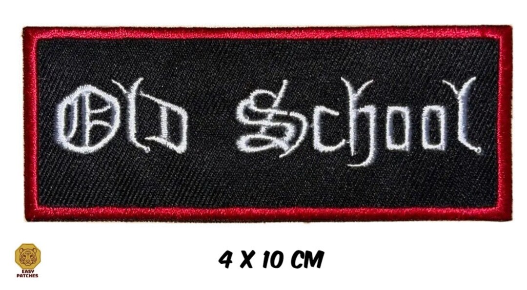 OLD SCHOOL Biker Jacket Patch Embroidered Iron/sew on Message Badge - Etsy