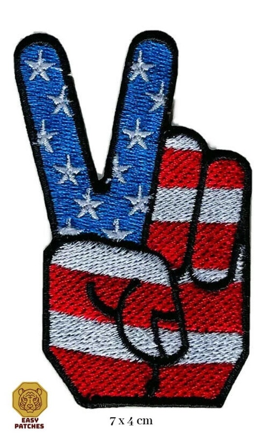 USA Flag Peace Sign Embroidered Iron / Sew on Patch United - Etsy