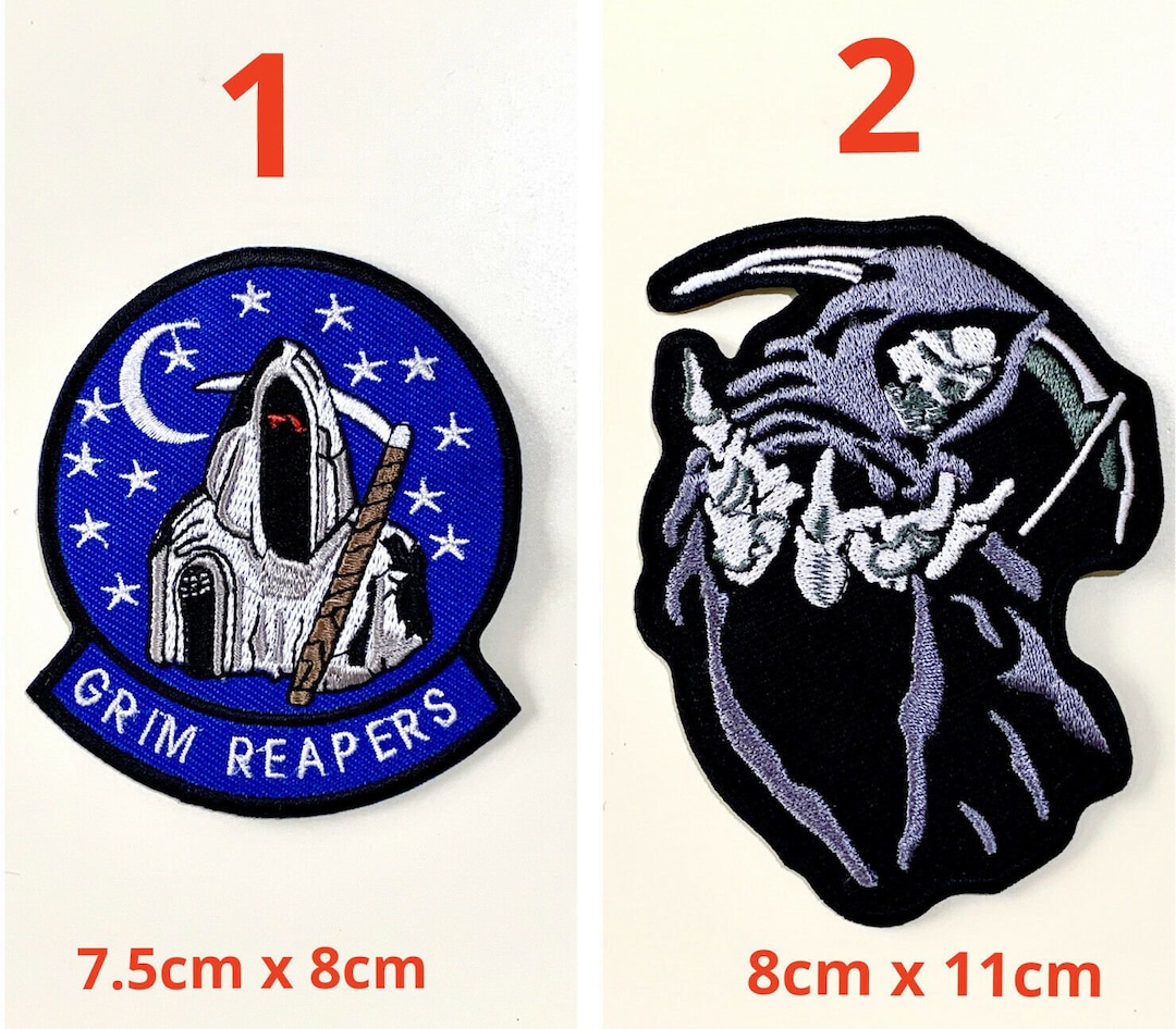 Grim Reaper Patch Embroidered Iron on Sew Metal Biker Skeleton Skull - Etsy