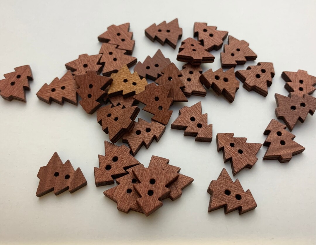 17x18mm 10 Buttons / Wooden PINE TREE Buttons / Decorative Buttons ...