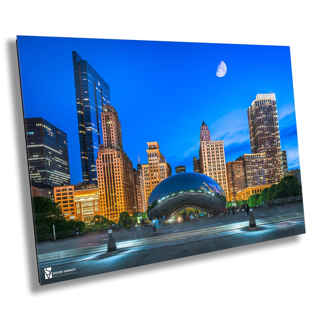 The Bean & the Moon Downtown Chicago Canvas Print, Chicago Photography ...