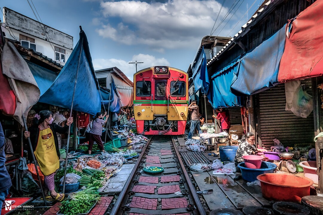 Thailand Photography, Maeklong Railway Market Thailand, Thailand Canvas Print, Thailand Wall Art ...