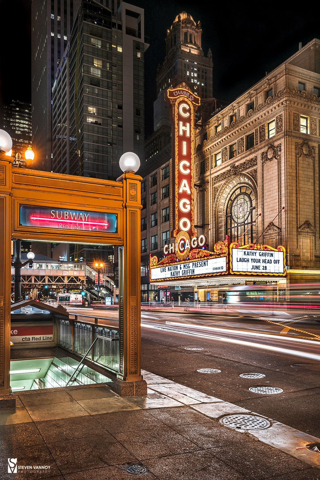 Night Time at the Chicago Theater, Chicago Canvas Print, Chicago Photo ...