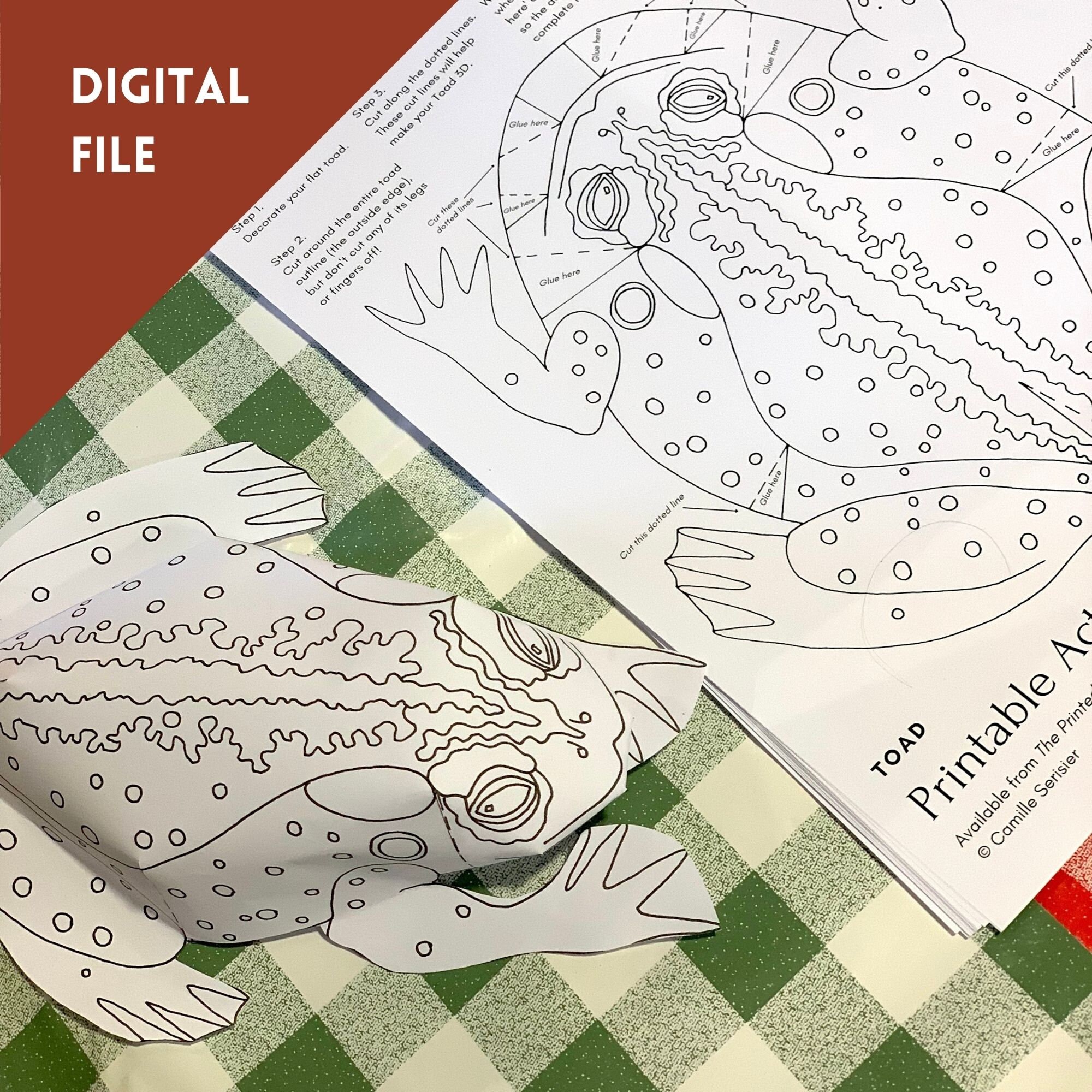 Toad Printable Activity Sheet A4 PDF Foldable Paper Craft Decorations ...