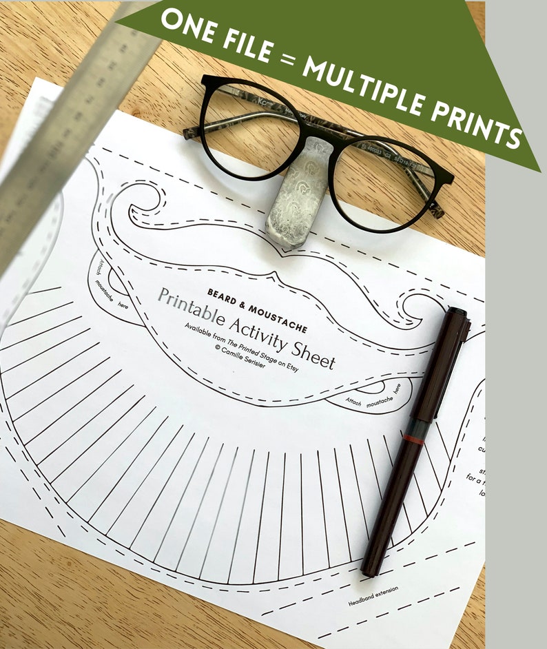 Beard & Moustache Printable Activity Sheet (PDF)- Fun Costume - Party ...