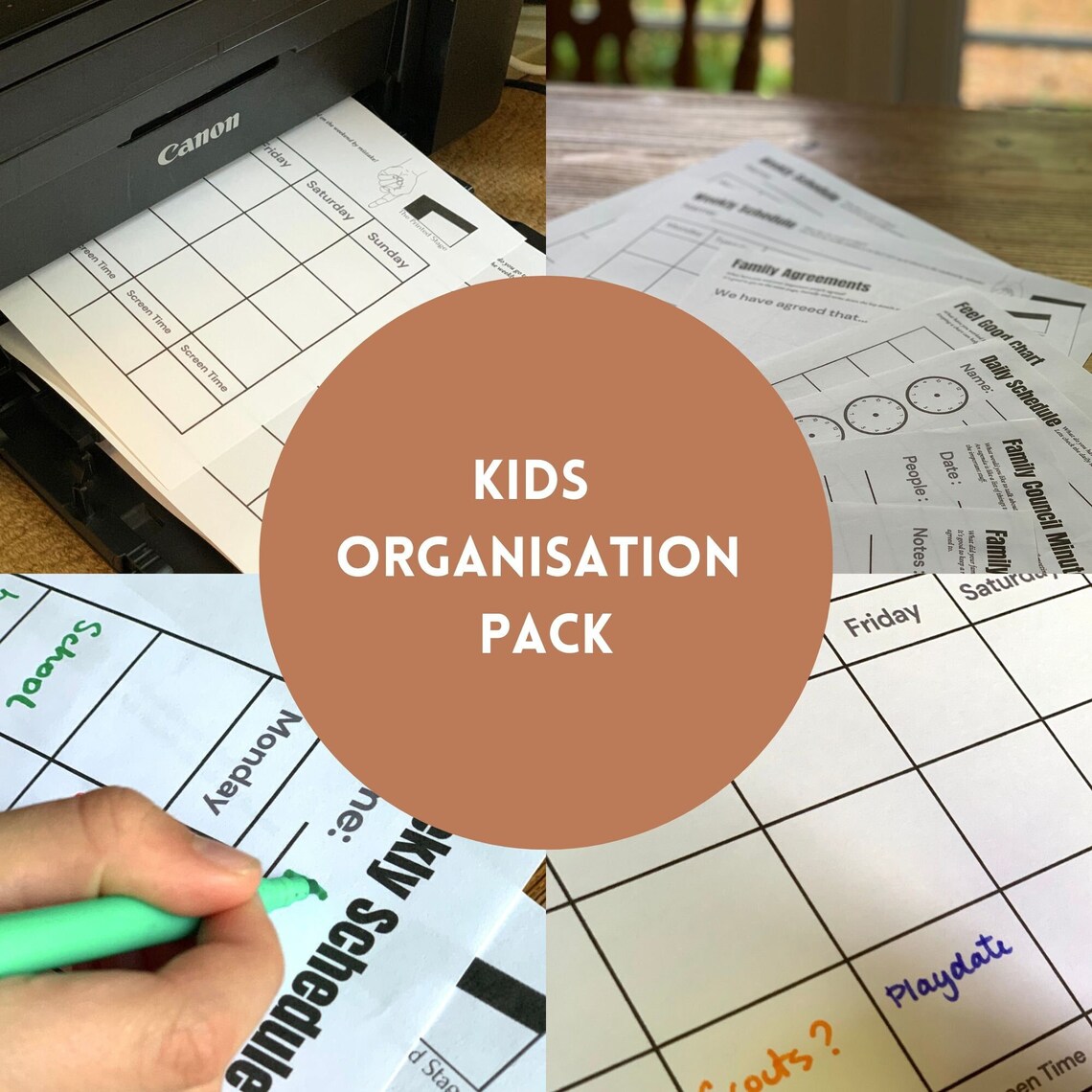 A4 Printable Kids Schedule and Organisation Template Pack Family ...