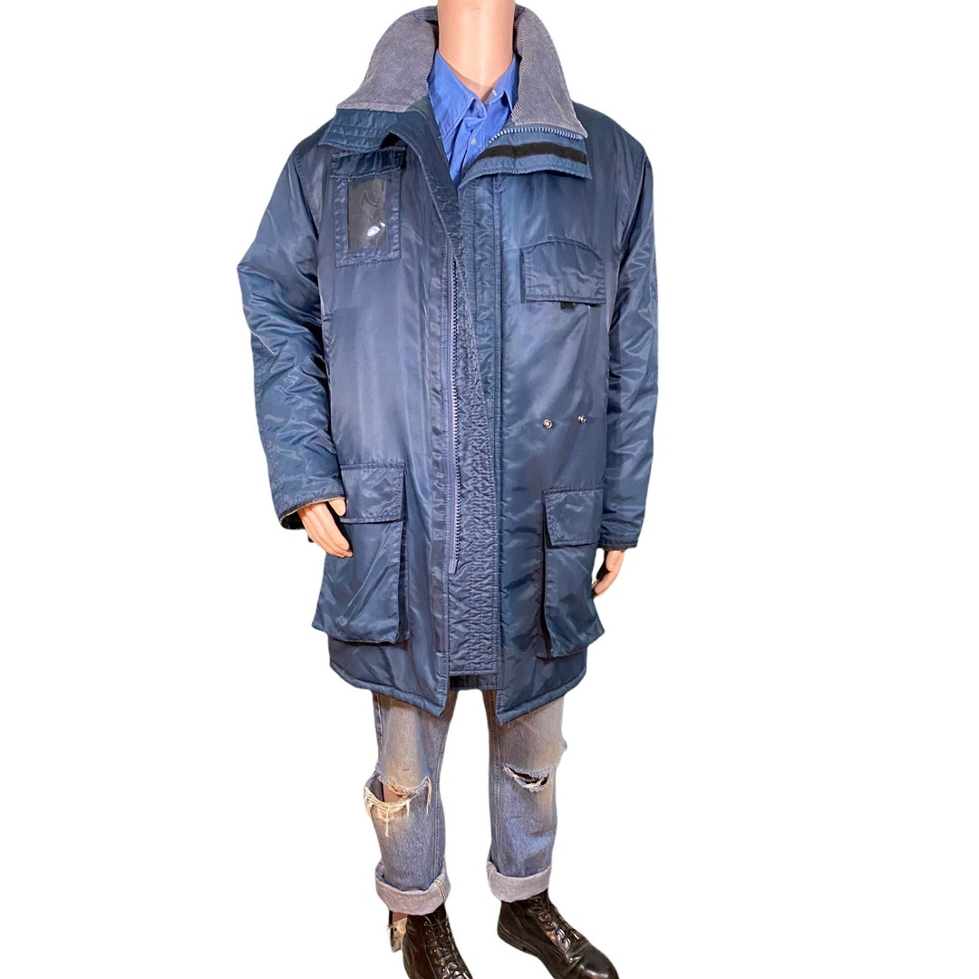 Vintage Mens Insulated Utility Coat by "uniwear", Navy Blue, Multi ...