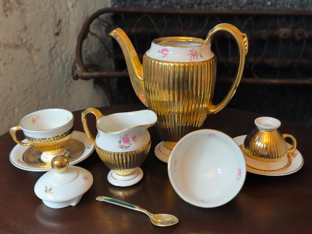 Gold Victorian Tea Set Royal Winton 1950's Gold Plated Tea Set for 2 ...