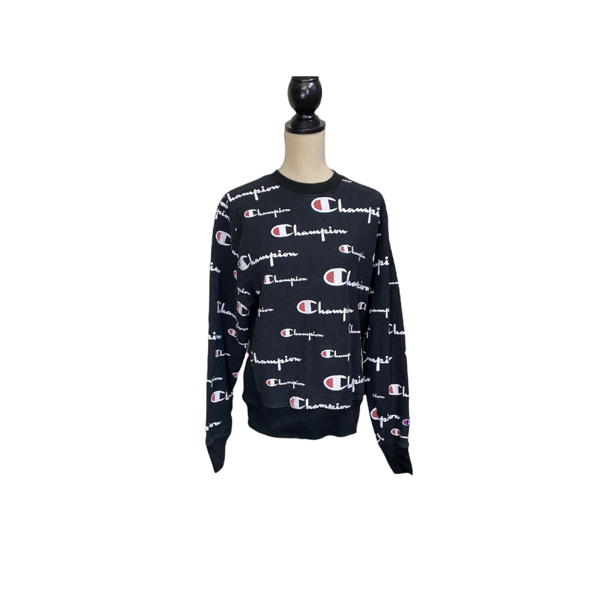 Champion Logo Print Sweater Pattern Reverse Weave All Over - Etsy