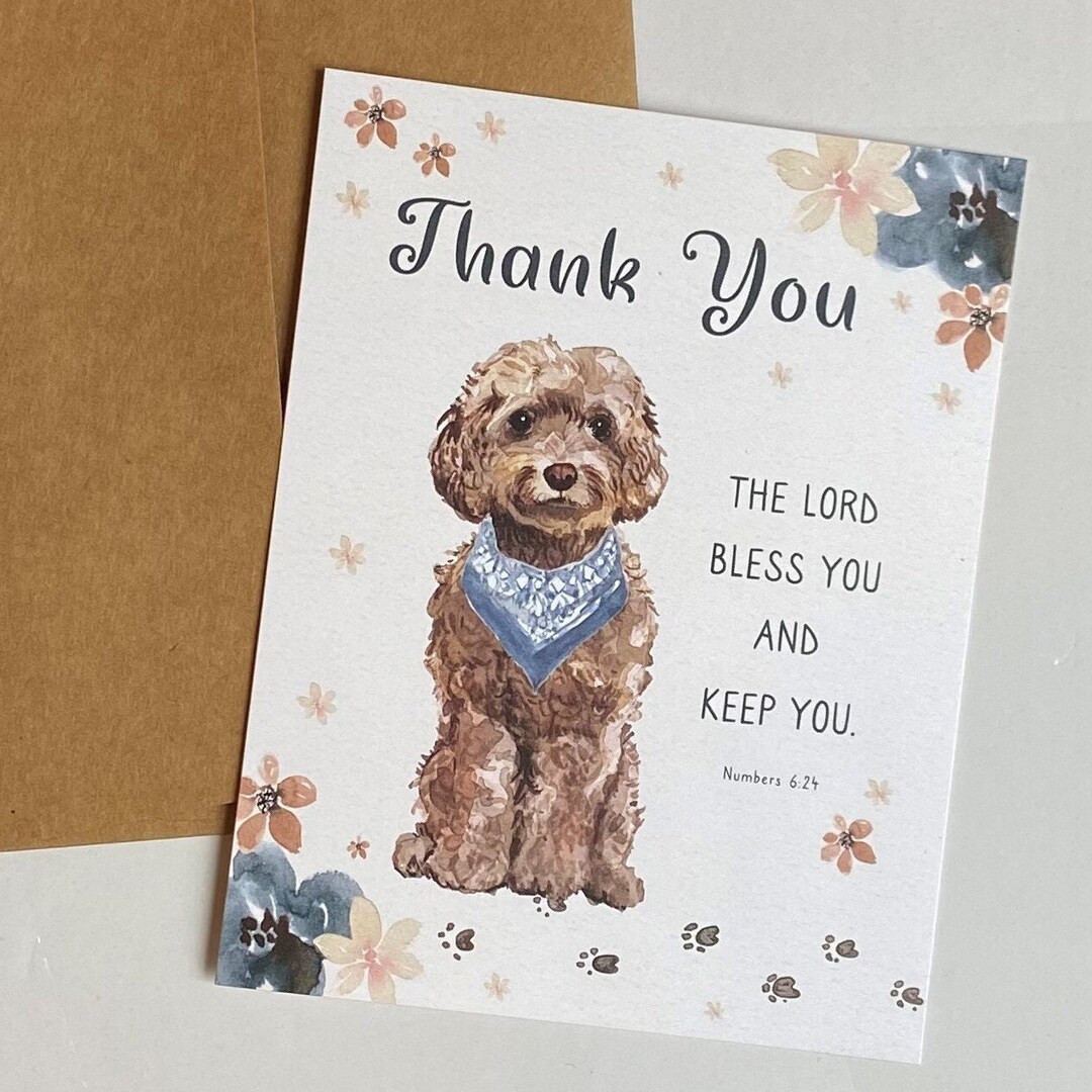 Labradoodle Pet Note Card, Set of 4 Thank You Cards, Flat Card ...