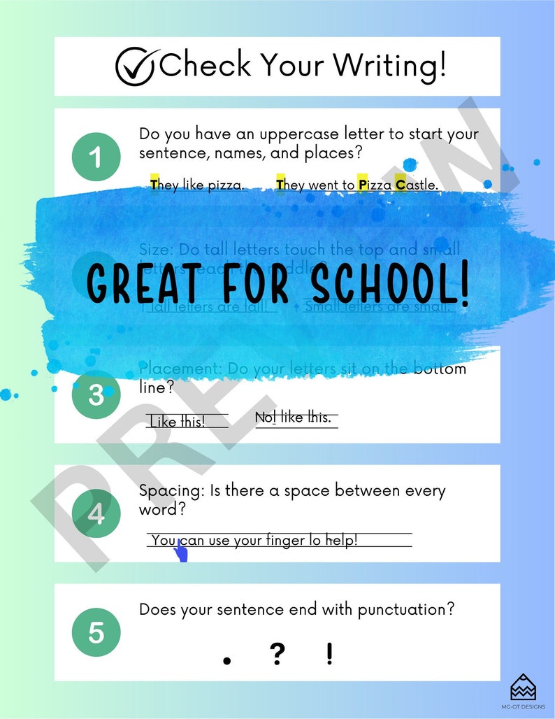 Handwriting Checklist - Great for Teachers, Students, Parents ...