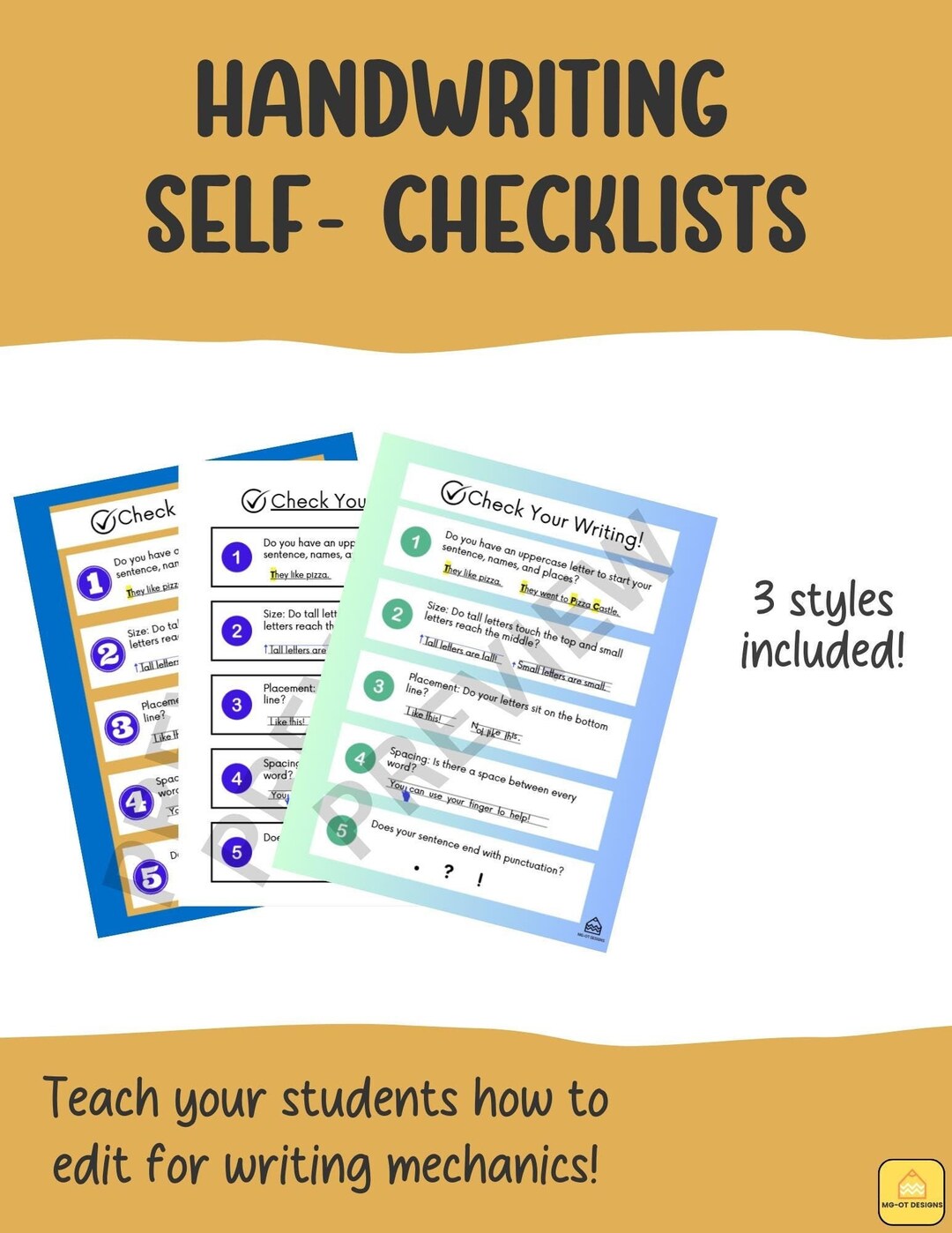 Handwriting Checklist - Great for Teachers, Students, Parents ...