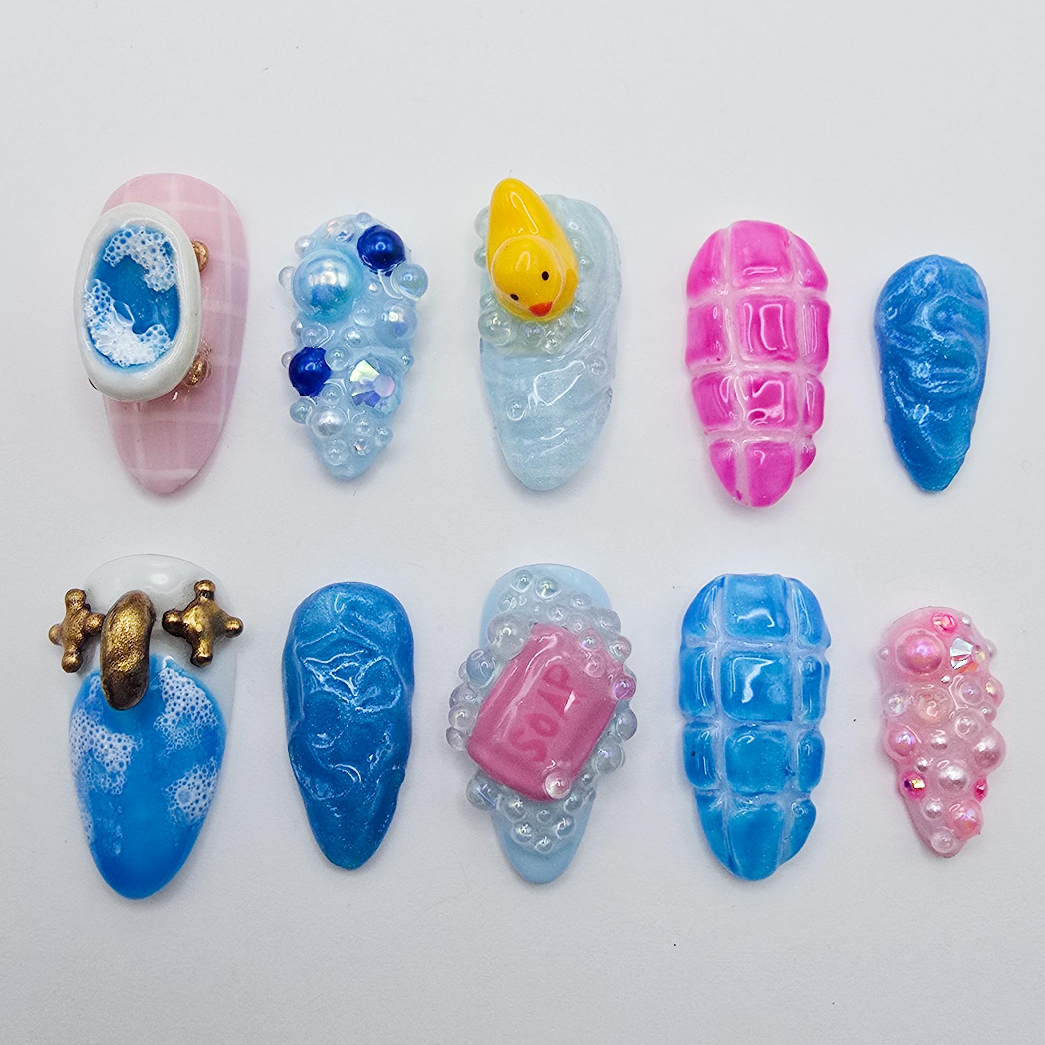 Bubble Bath Press on Nails - Etsy