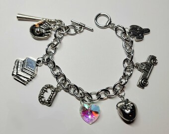 Twilight Charm Bracelet Swarovski Heart and Wolf - Etsy