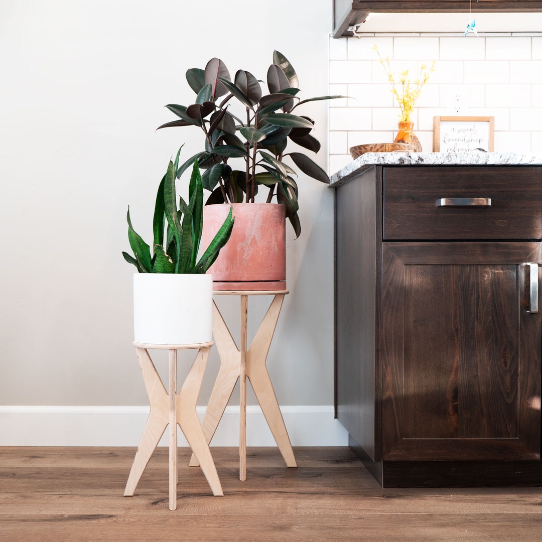 Mid Century Modern Indoor Plant Stand - Tall Indoor Wood Plant Stand - Etsy
