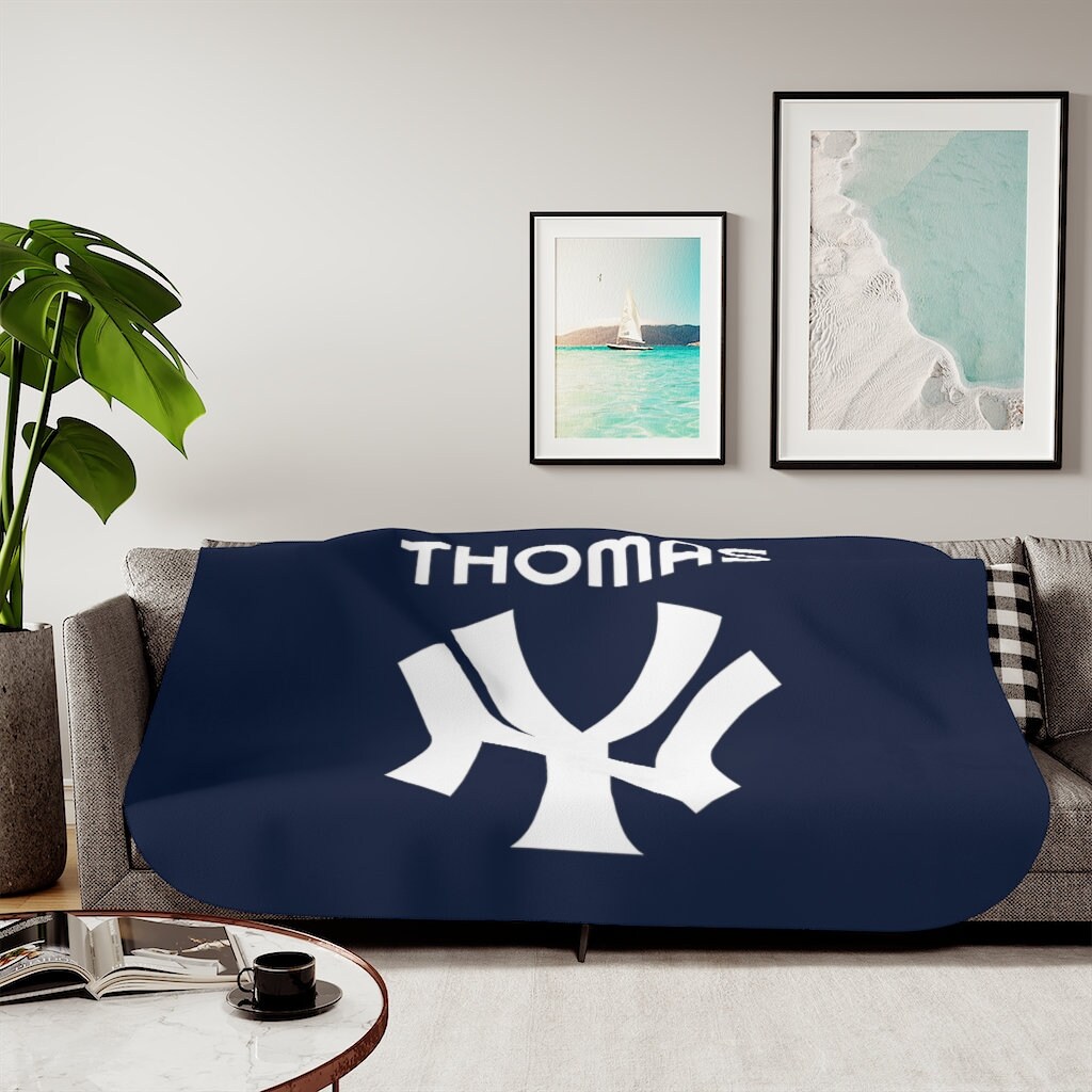 Personalized Name New York Yankees Baseball Navy Sherpa Blanket New ...