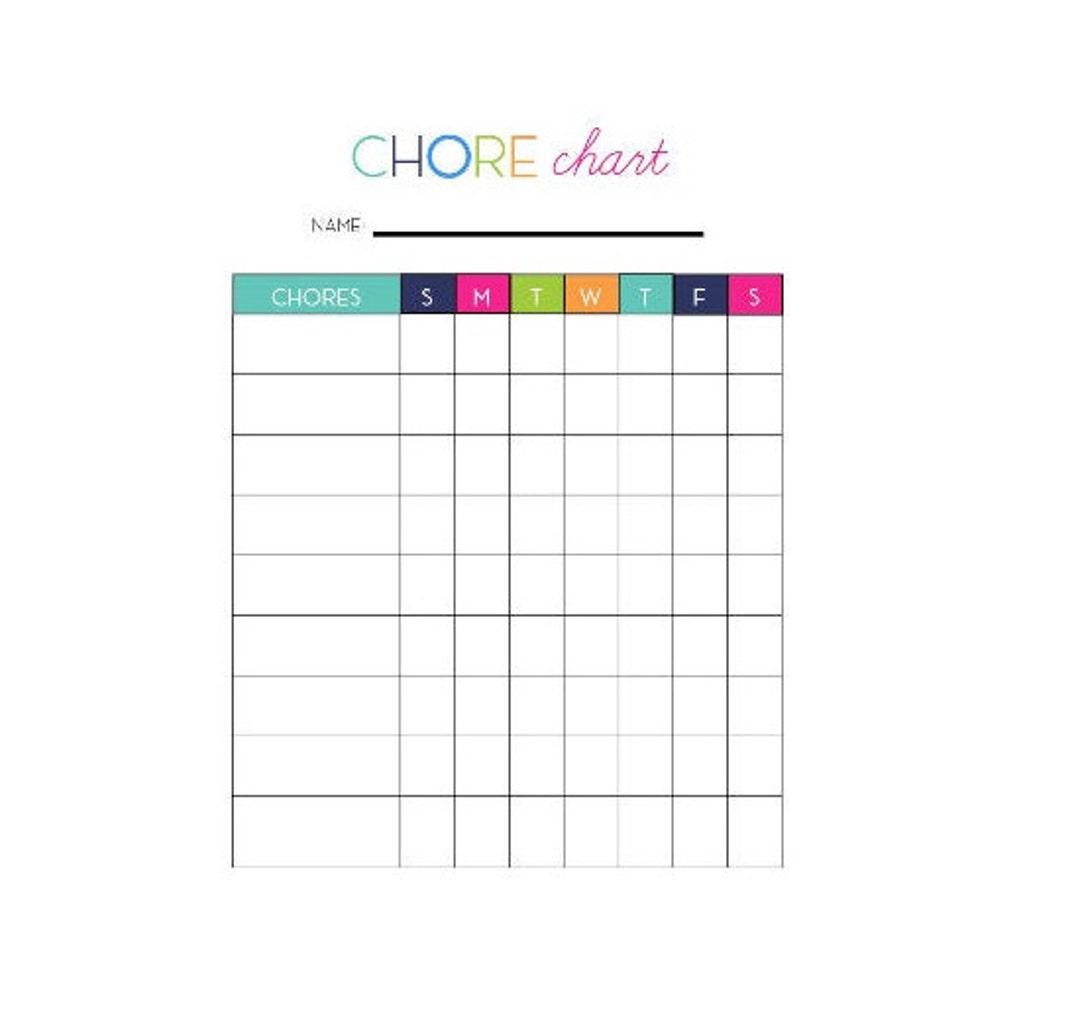 Responsibility Chore Chart for Kids Daily Weekly Routine Reward System ...