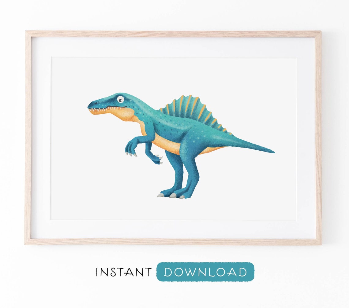 Spinosaurus Printable Wall Art | Dinosaur Portrait Illustration Poster ...