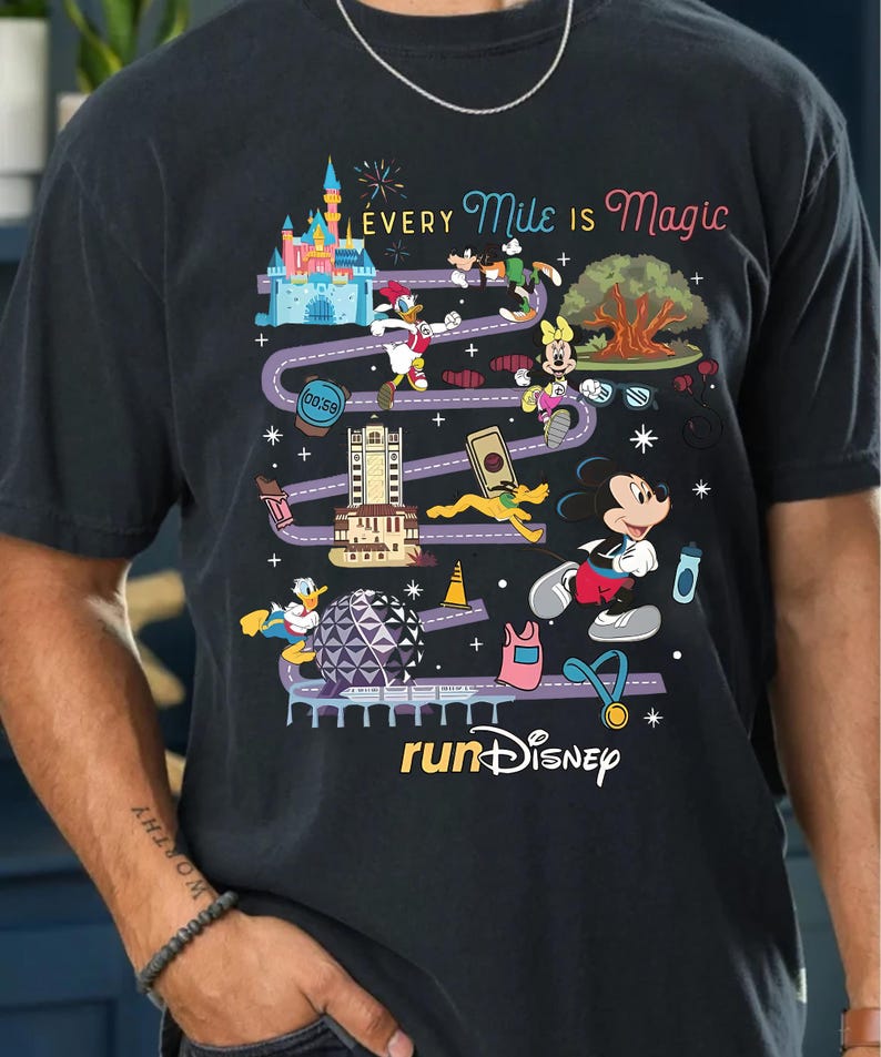 Run Disney Every Mile is Magic Shirt Disney Marathon Mickey and Friends ...