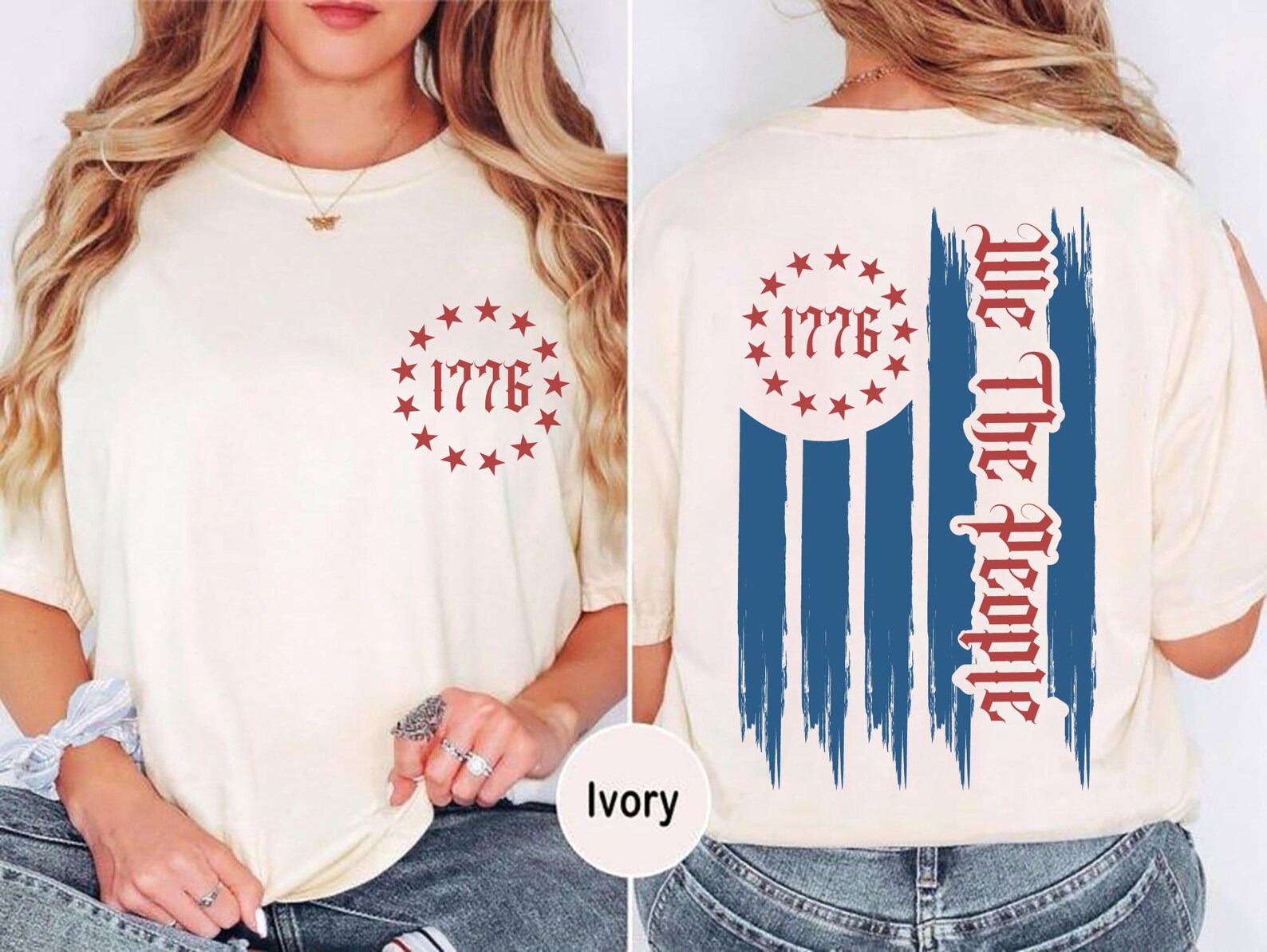 We the People 1776 Shirt Distressed American Flag Patriotic Graphic Tee ...
