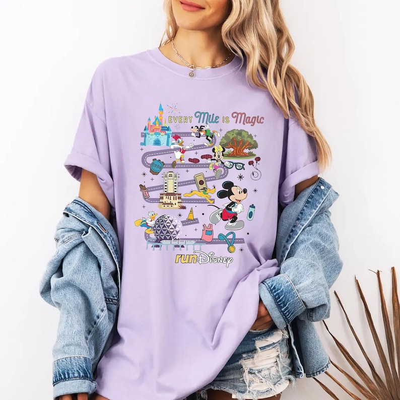 Run Disney Every Mile is Magic Shirt Disney Marathon Mickey and Friends ...