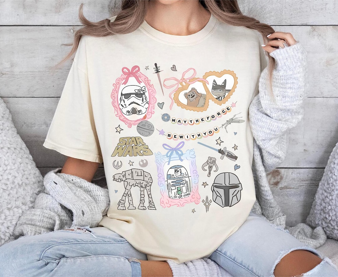 Retro Coquette Disney Star Wars Shirt Bow Aesthetic R2D2 ATAT Ewok Tee ...