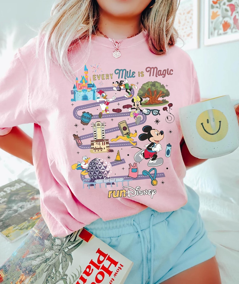 Run Disney Every Mile is Magic Shirt Disney Marathon Mickey and Friends ...