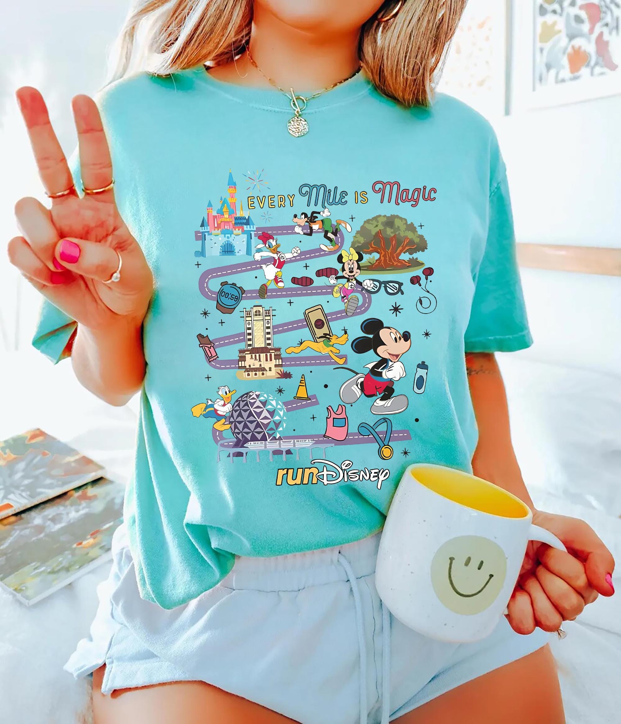 Run Disney Every Mile is Magic Shirt Disney Marathon Mickey and Friends ...