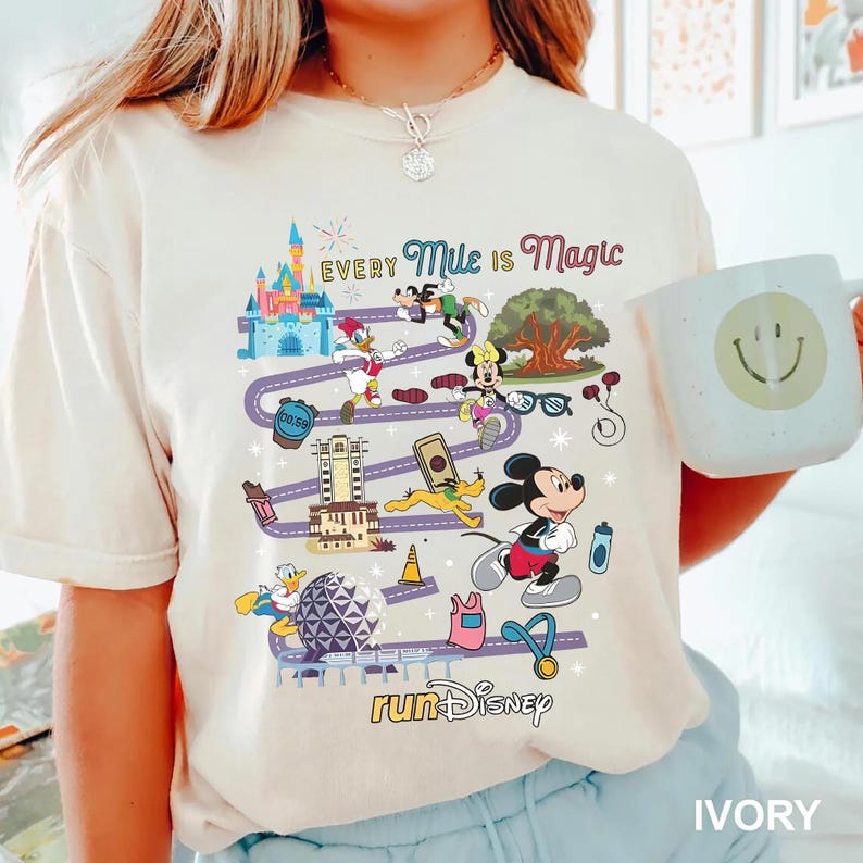 Run Disney Every Mile is Magic Shirt Disney Marathon Mickey and Friends ...