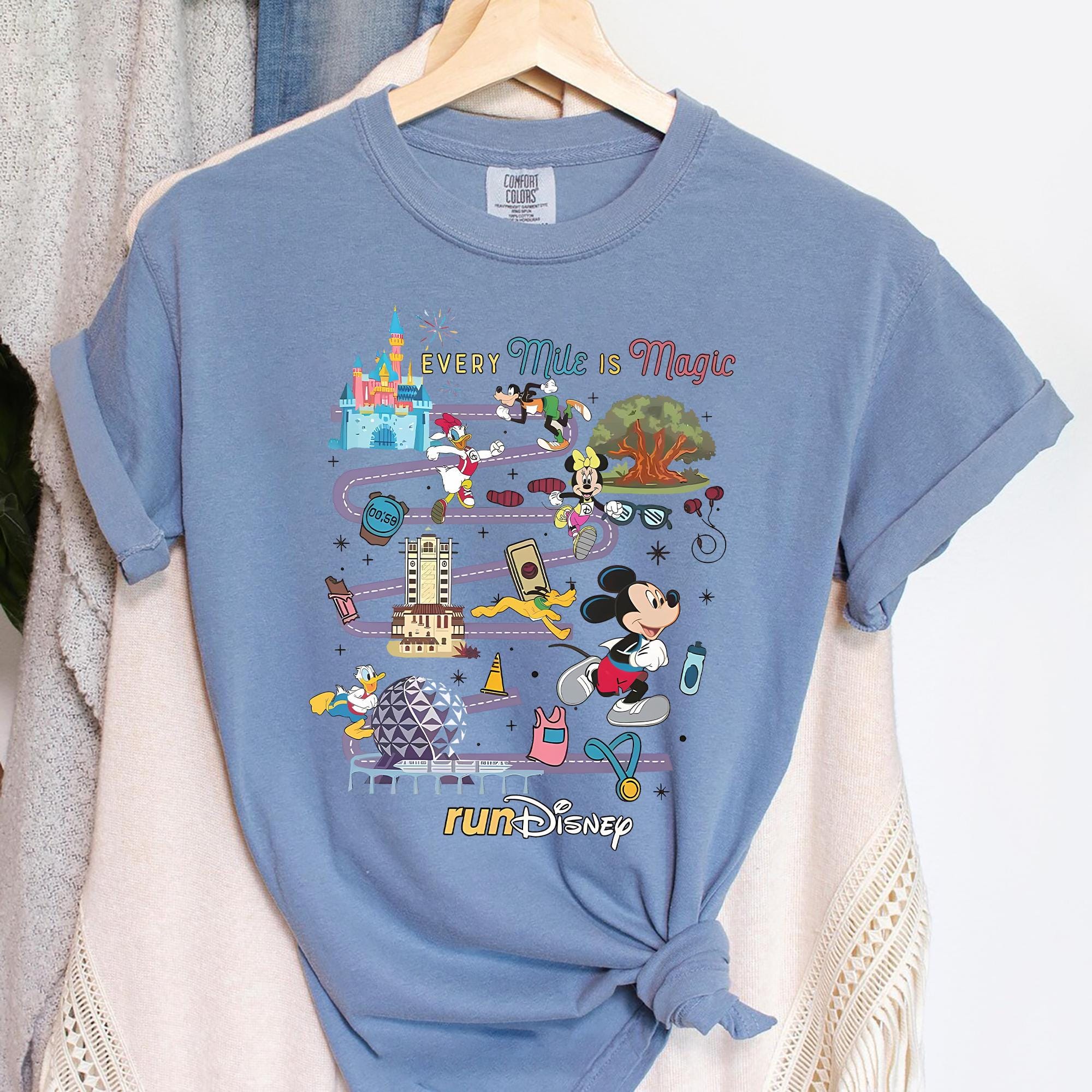 Run Disney Every Mile is Magic Shirt Disney Marathon Mickey and Friends ...