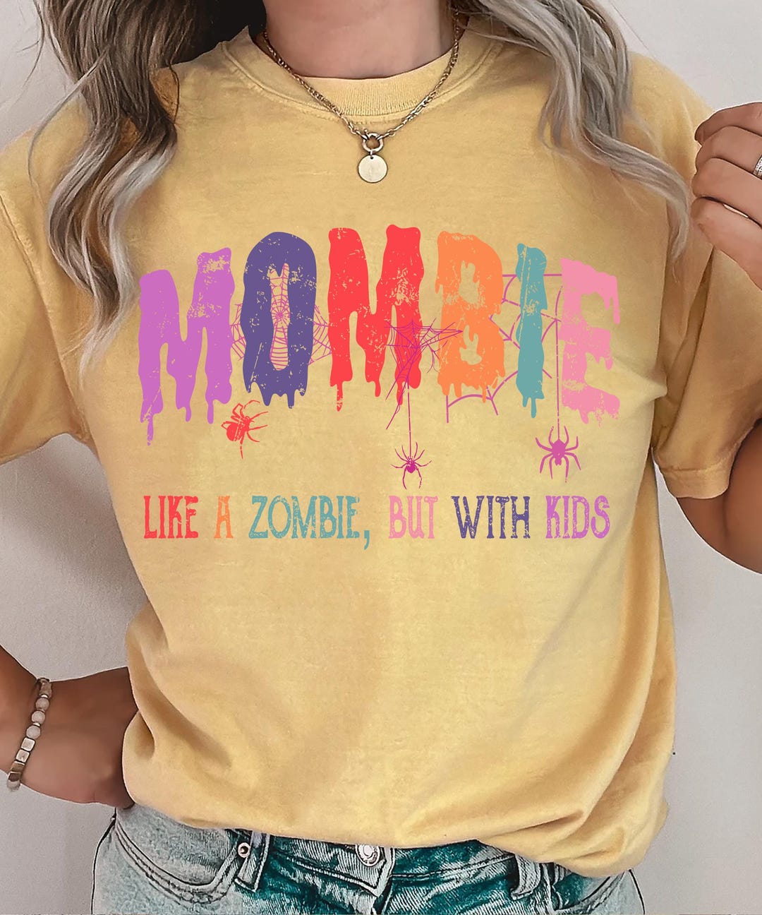 Funny Mombie Halloween Shirt for Moms Zombie Mom Graphic Tee for Tired ...