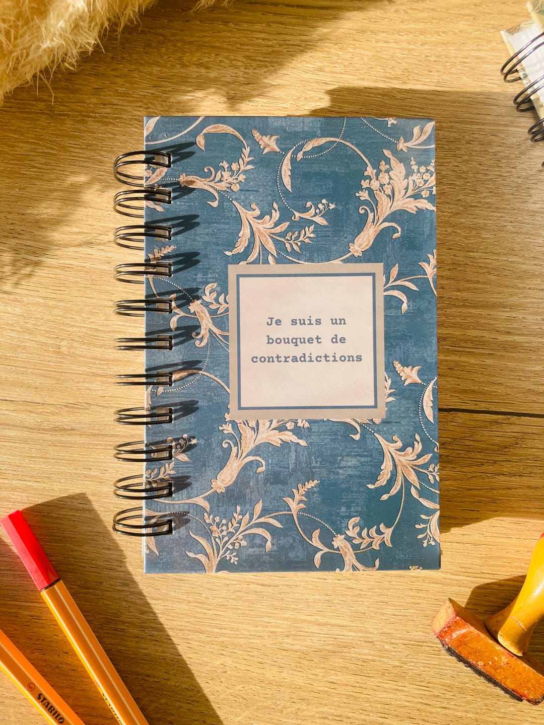 Baroque Blue Notebook – 100 Dot Grid Pages – Cheeky & Floral Notebook ...