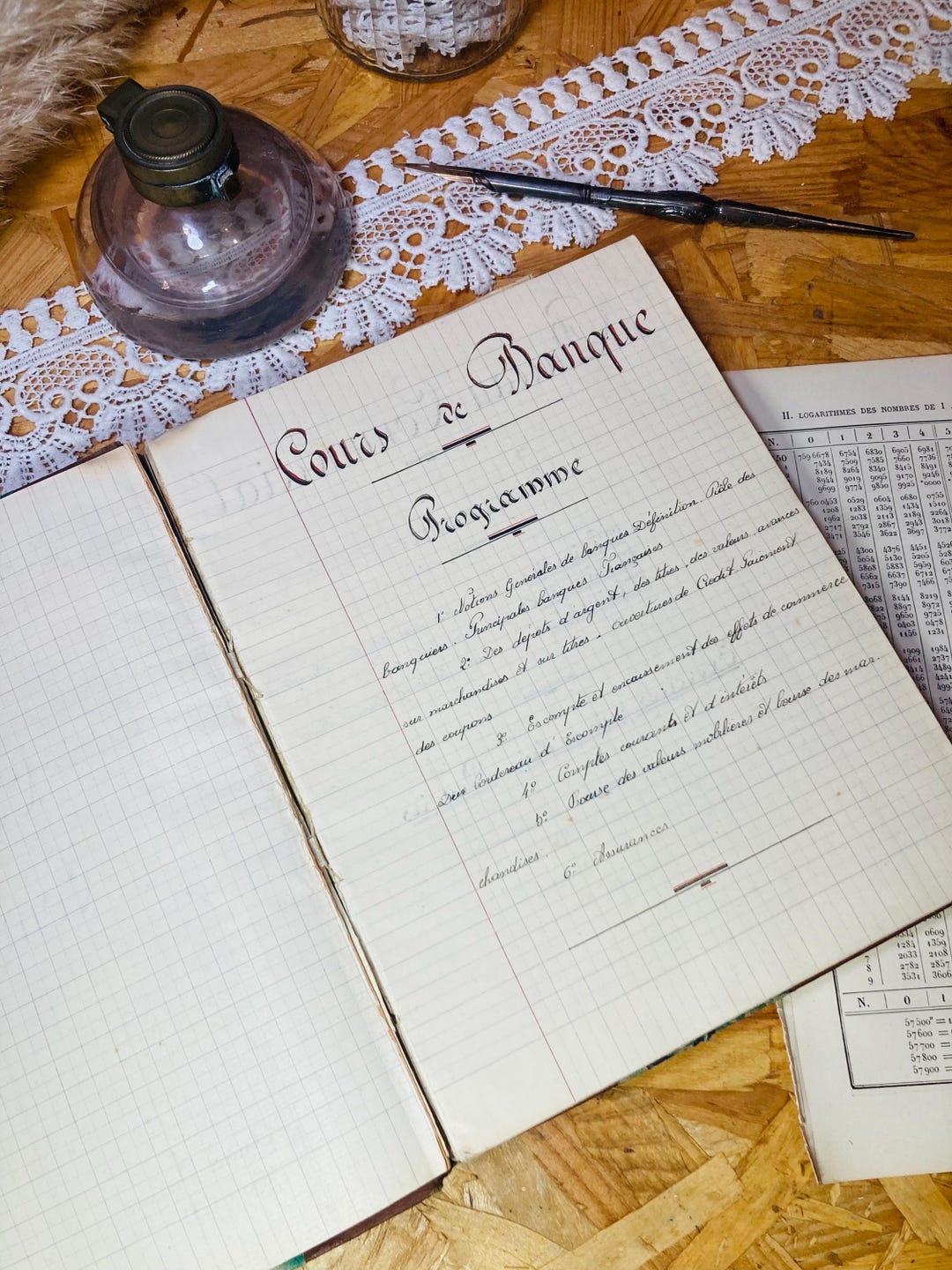 Old French School Notebook, Vintage 1930, Hard Cover, Writing ...