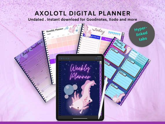 Axolotl Digital Planner Goal Tracker Monthly Planner Weekly - Etsy Finland