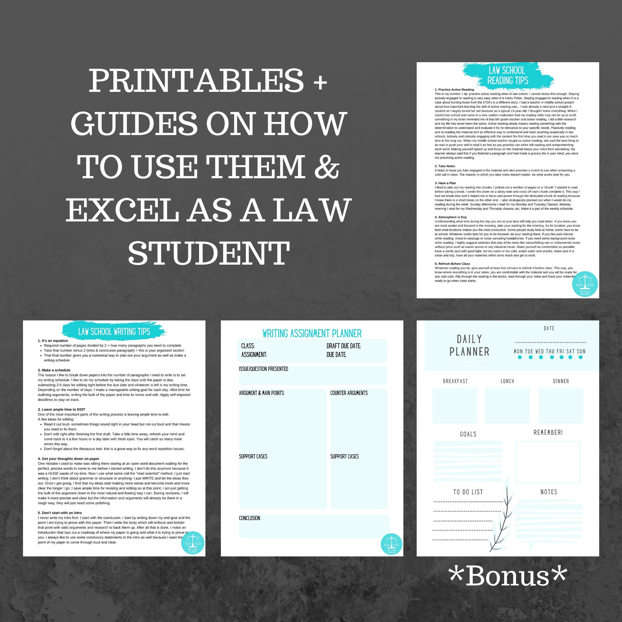 Law Student Printable Bundle Everything Included Law School Study Pages ...
