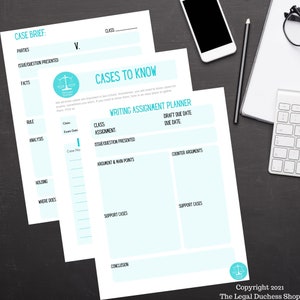 Law Student Printable Bundle Everything Included Law School Study Pages ...