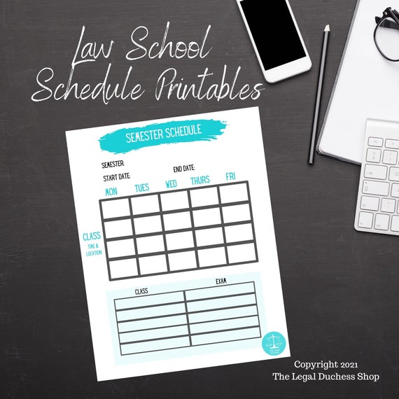 Law School Schedule Printables Law School Organization Law | Etsy