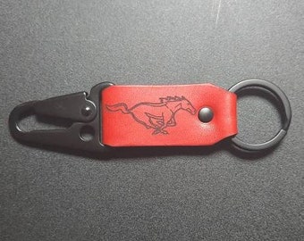 Mustang Keychain Leather - Etsy