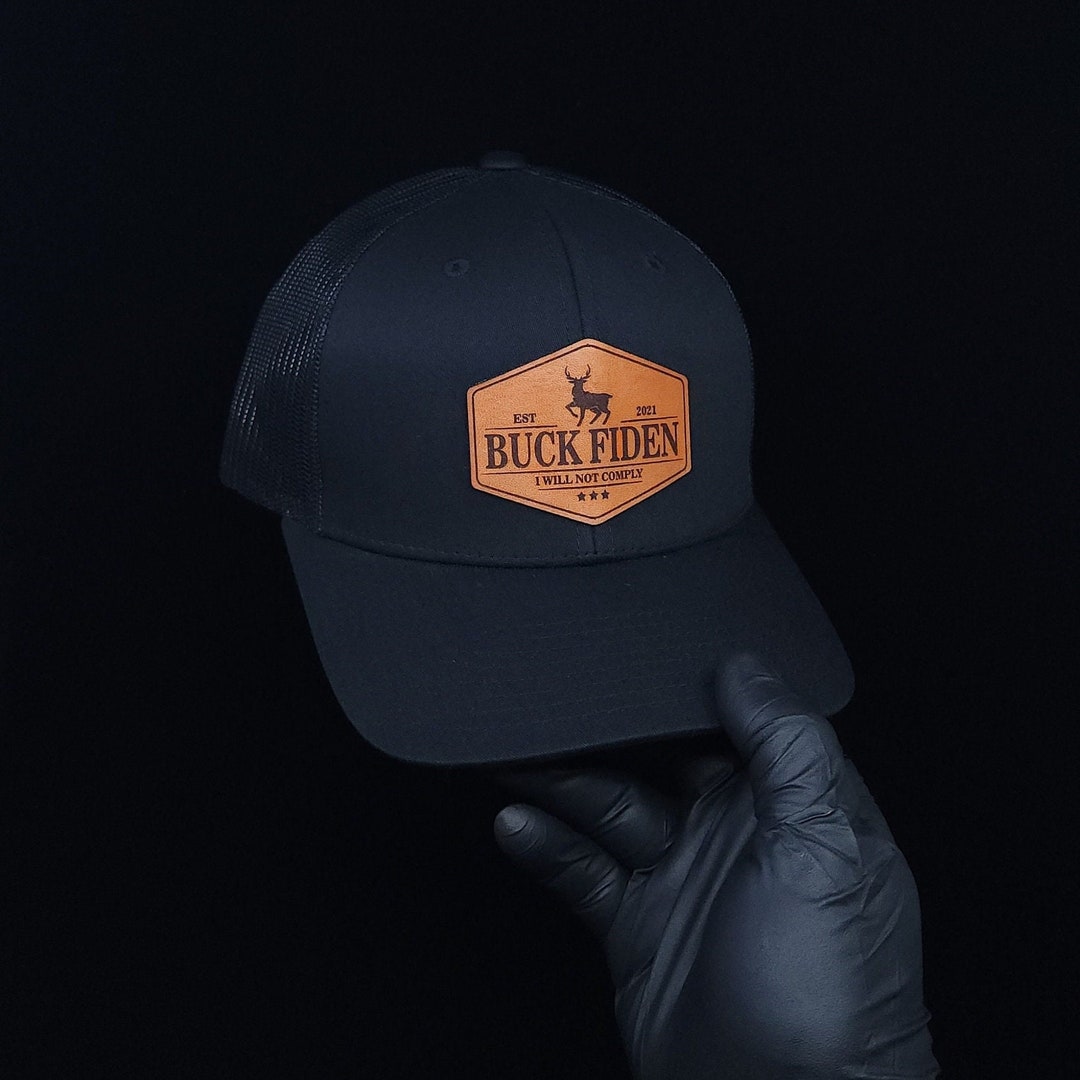 Buck Fiden Snapback Trucker Hat Full Grain Leather Patch - Etsy